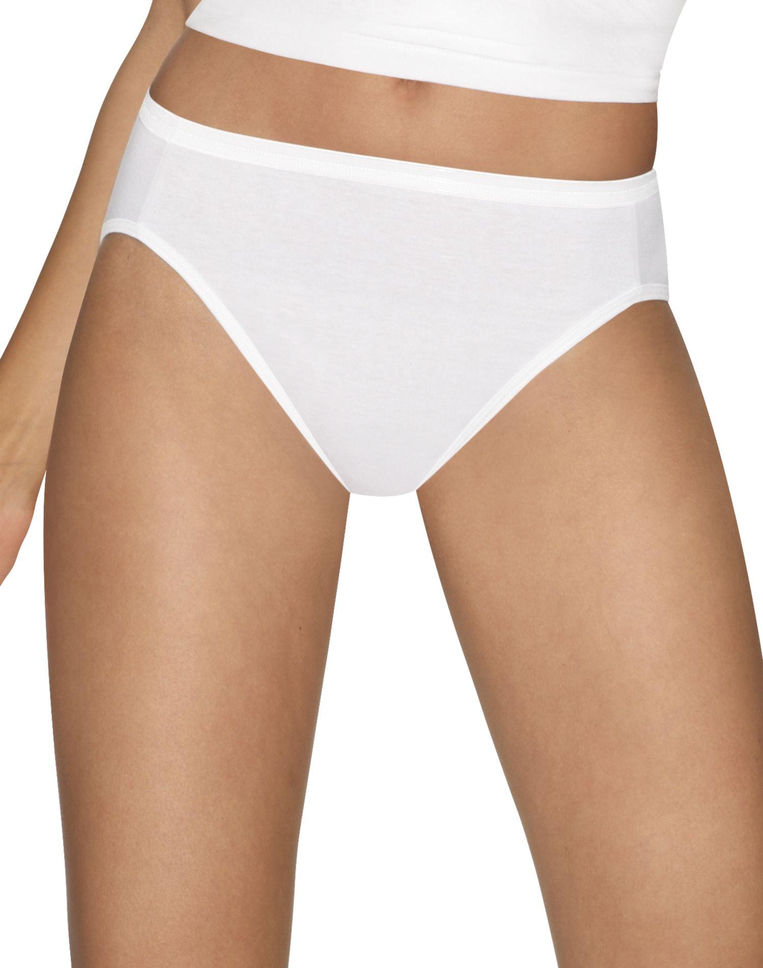 Hanes Womens Ultimate Cotton Comfort Hi Cut Panties White 4 Pack